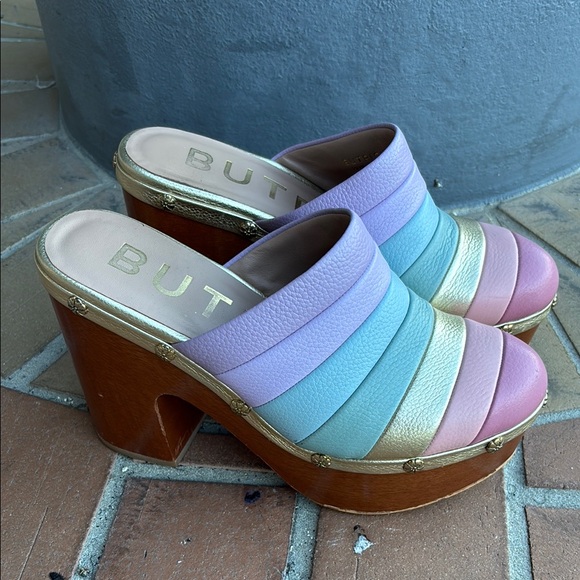 Butrich | Shoes | Pastel Rainbow Chunky Heel Mules | Poshmark